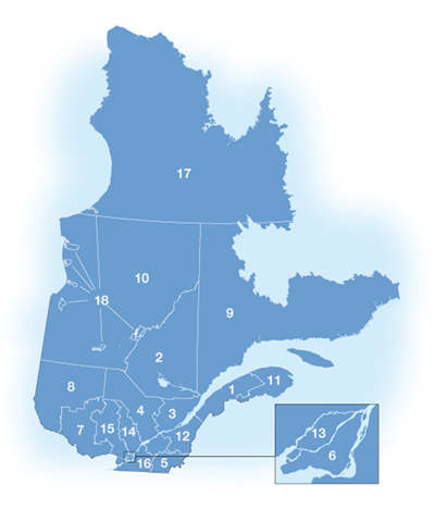 Régions sociosanitaires du Québec - Santé et Services sociaux